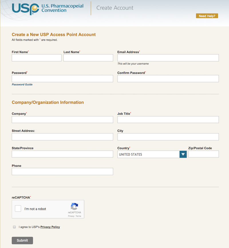 USP Account FAQ